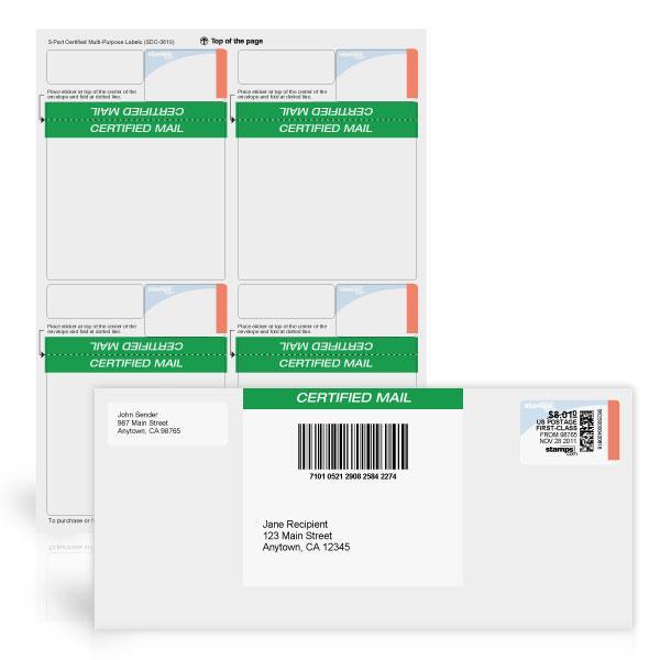 Certified Mail Labels (SDC-3610) – Stamps.com Supplies Store