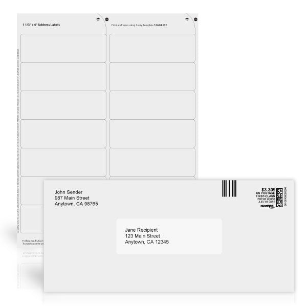 1 1/3" x 4" White Address Labels – Stamps.com Supplies Store